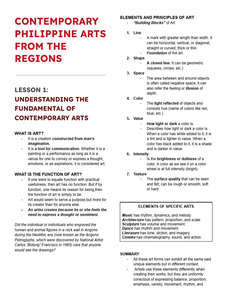 CPAR Notes | PDF | The Arts