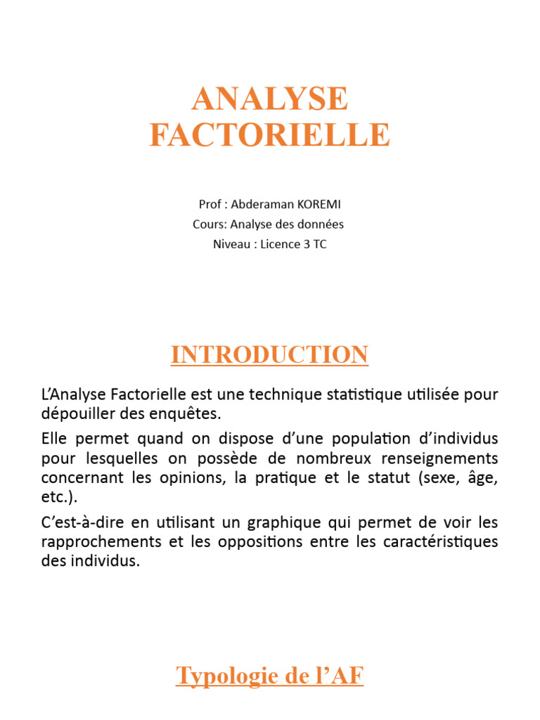 Analyse Factorielle | PDF