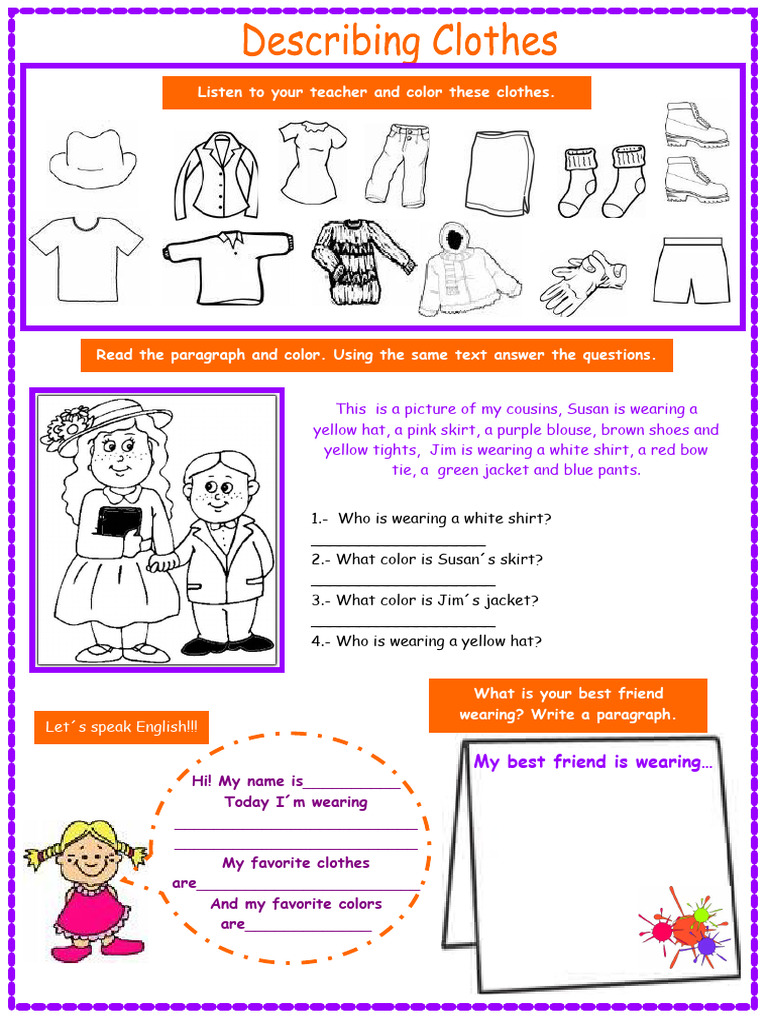 Clothing Descriptions and Activities | PDF | Language Arts & Discipline