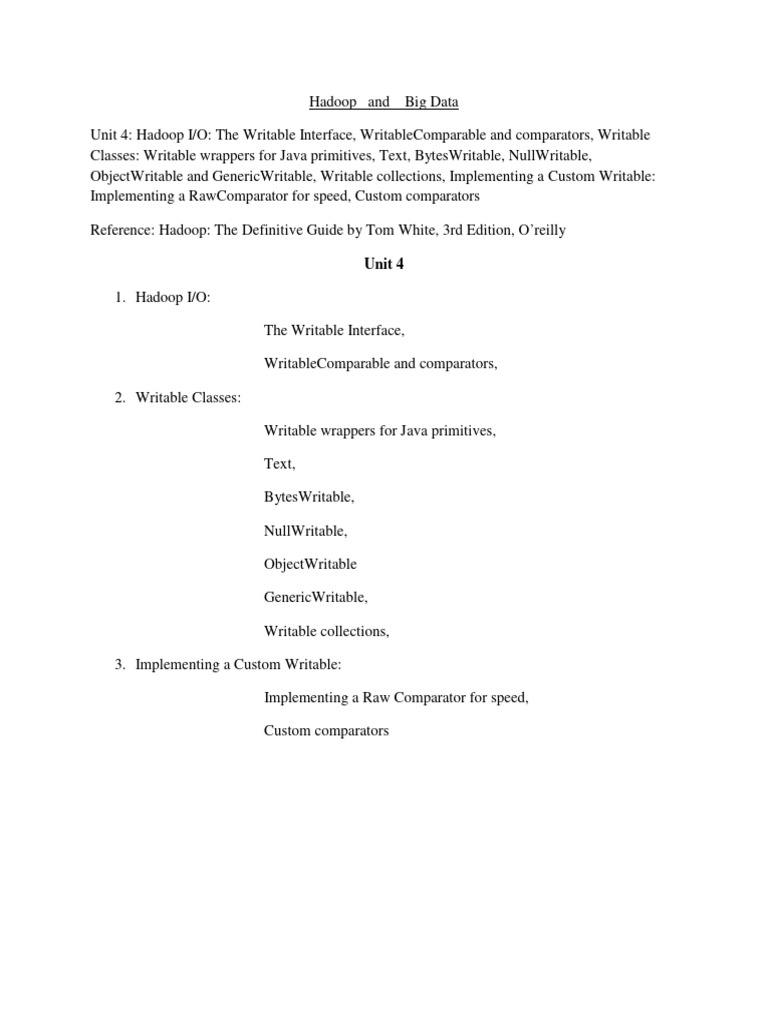 Hadoop IO - Notes | Download Free PDF | Class (Computer Programming ...