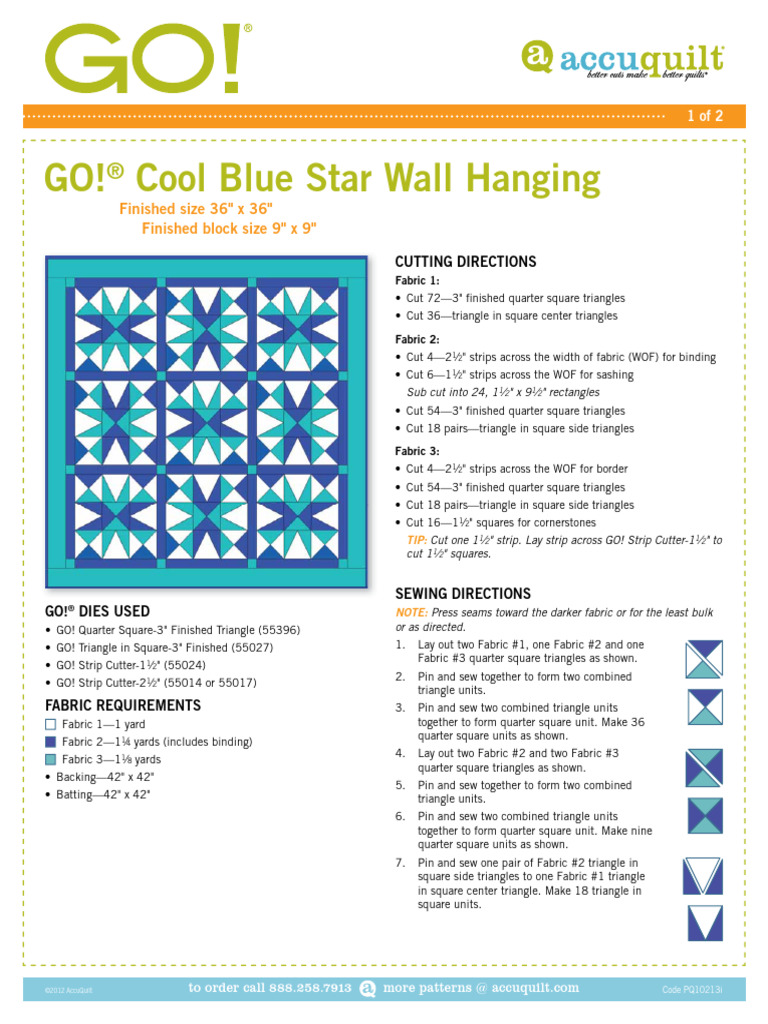 Cool Blue Star Pattern | PDF | Seam (Sewing) | Quilt