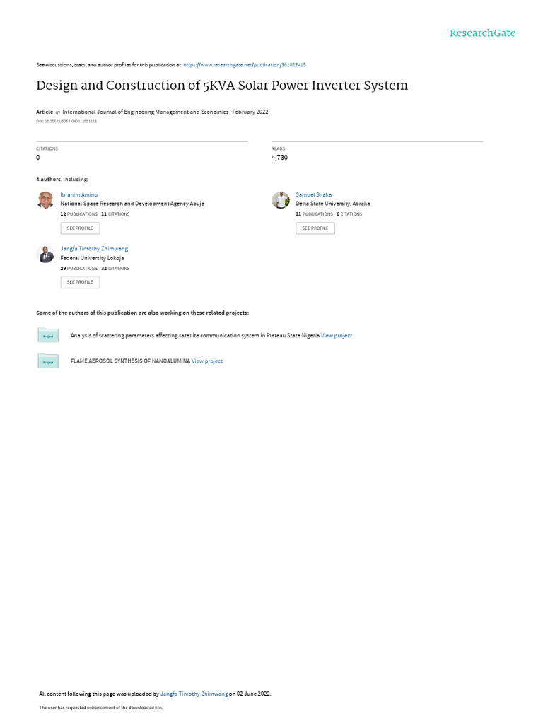 Design and Construction of 5KVA Solar Power Inverter System | PDF ...