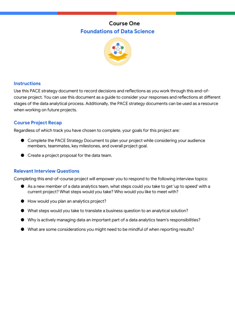 Activity Template - Course 1 PACE Strategy Document | PDF | Data ...