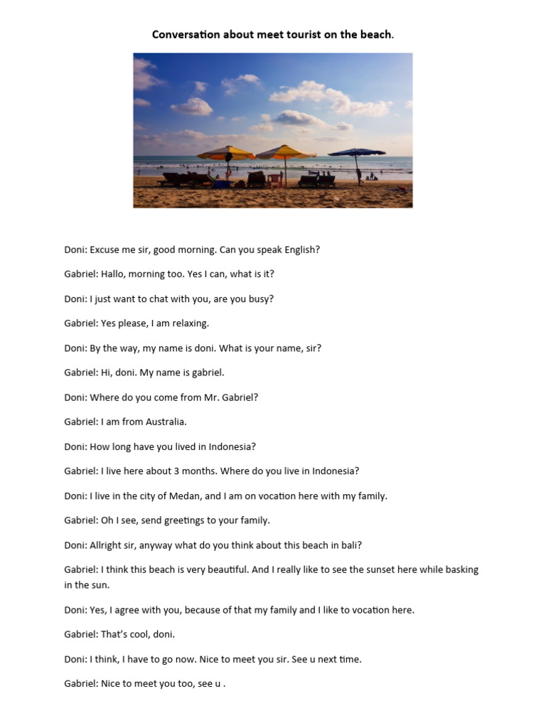 Tourist Conversation at Bali Beach | PDF