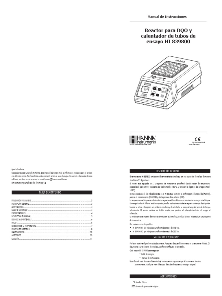 Manual 839800 | PDF | Diodo emisor de luz | Temperatura