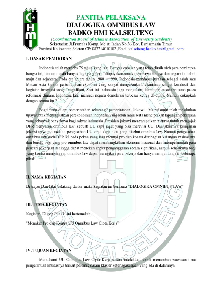 Proposal Badko Hmi Kalsel Teng | PDF