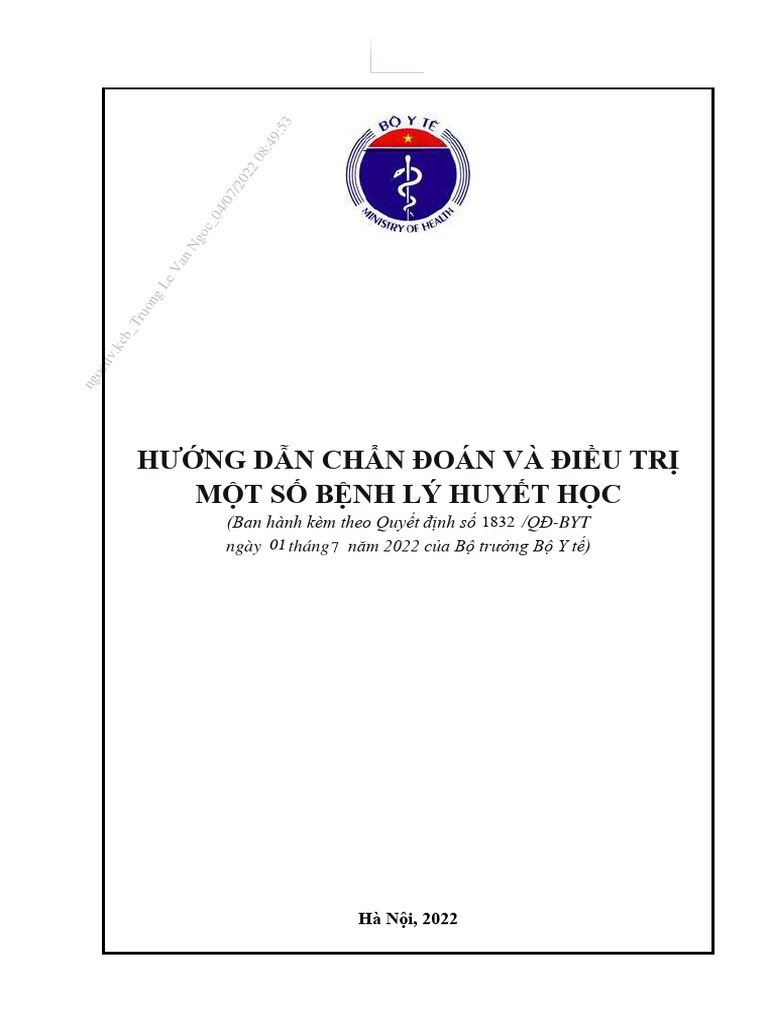 Huong Dan Chan Doan Va Dieu Tri Mot So Benh Ly Huyet Hoc | PDF