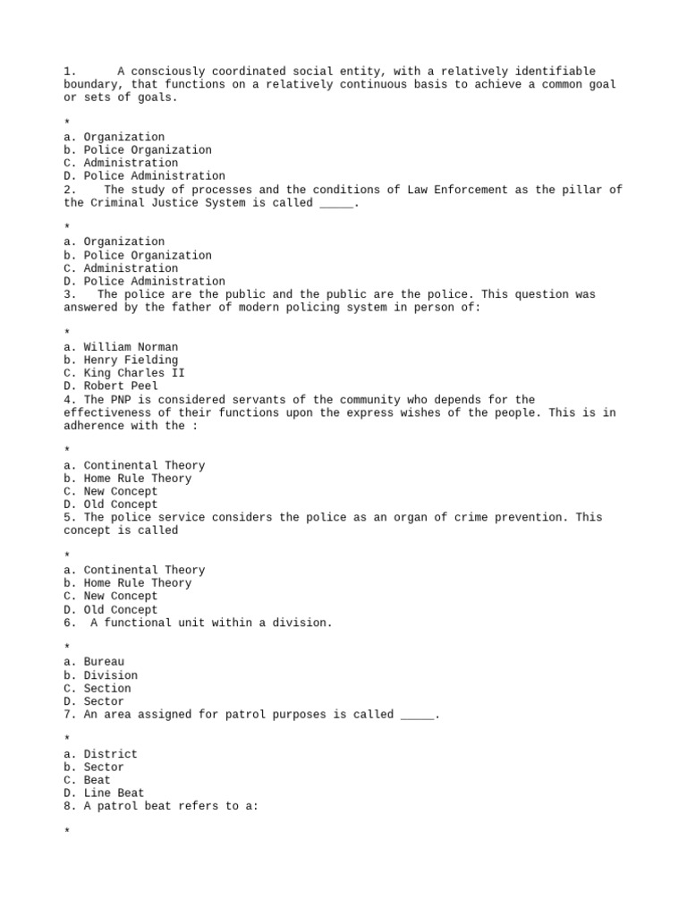 Board Exam Trial On Law Enforcement Organization and Administration ...