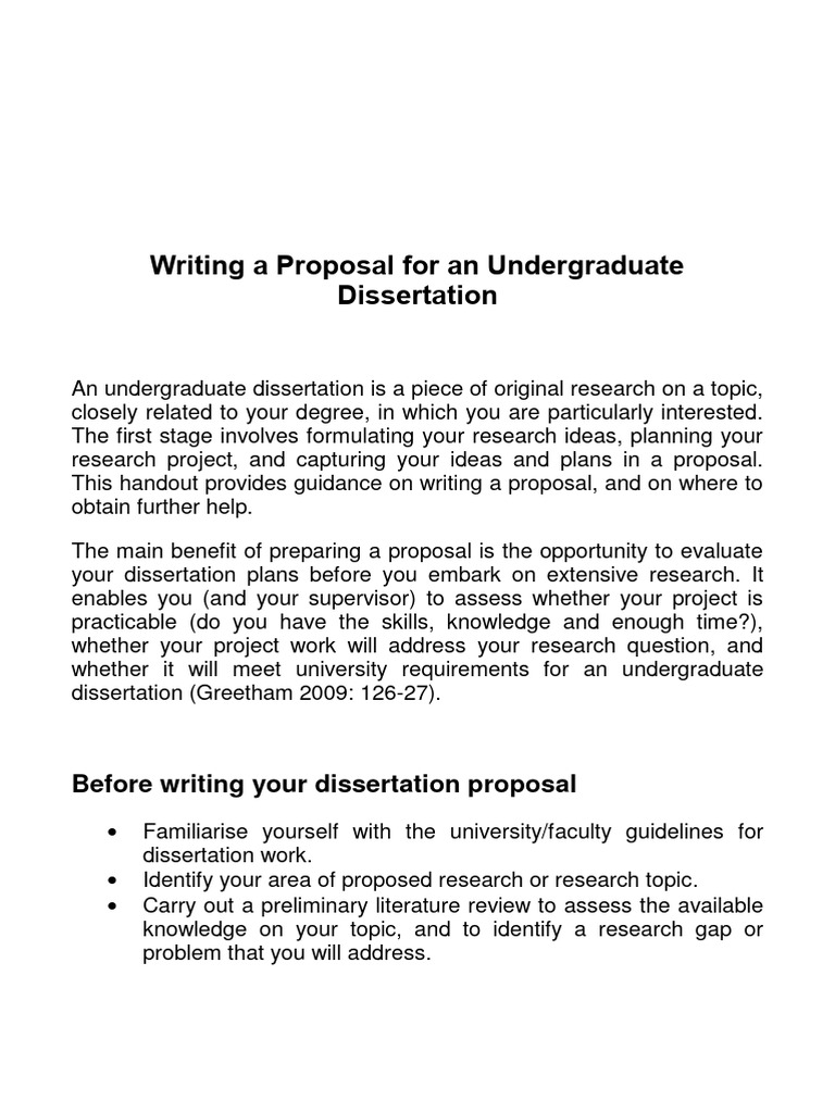 Writing A Proposal For An Undergraduate Dissertation | PDF | Thesis ...