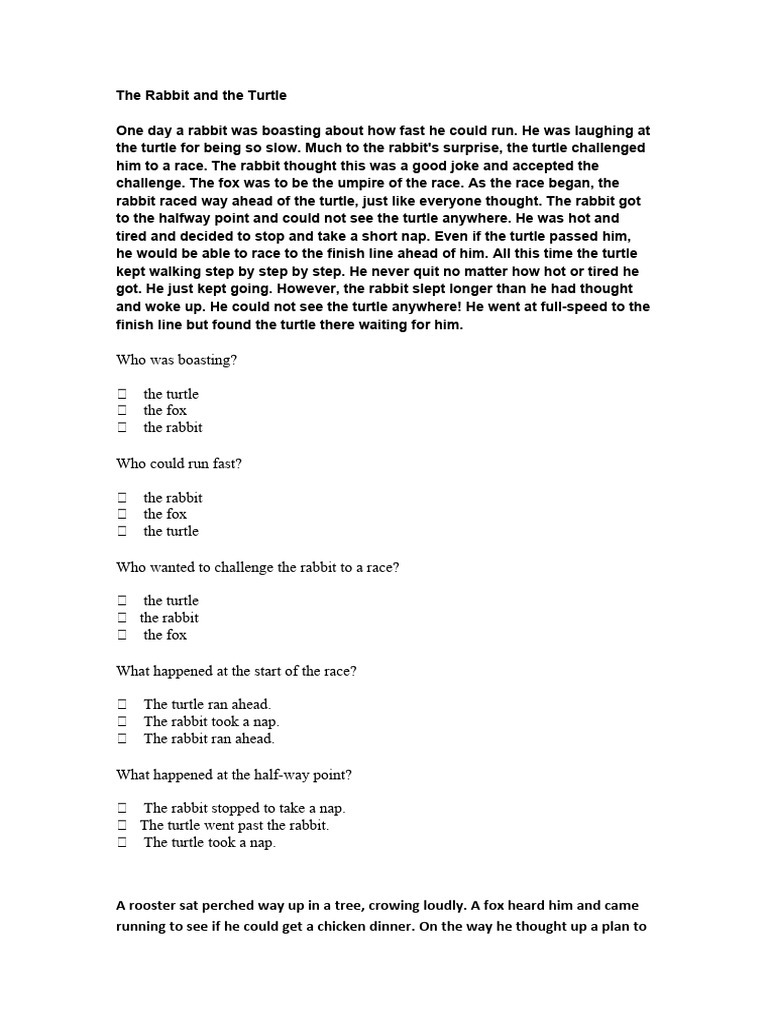 The Rabbit and The Turtle | PDF | Mouse | Cats