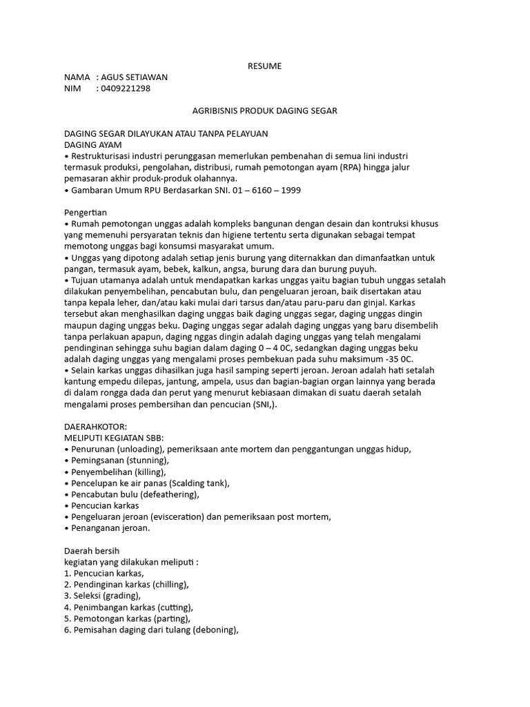 Resume Agus Setiawan | PDF
