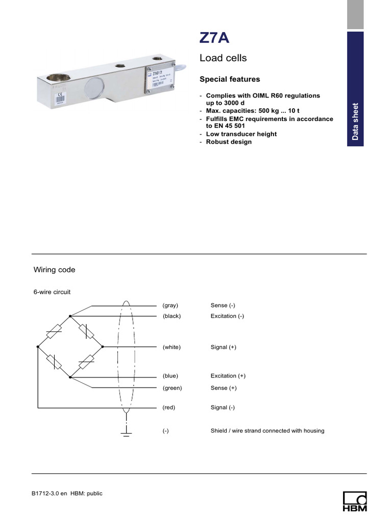 1000kg Load Cell Z7A 21 | PDF | Electrical Engineering | Manufactured Goods