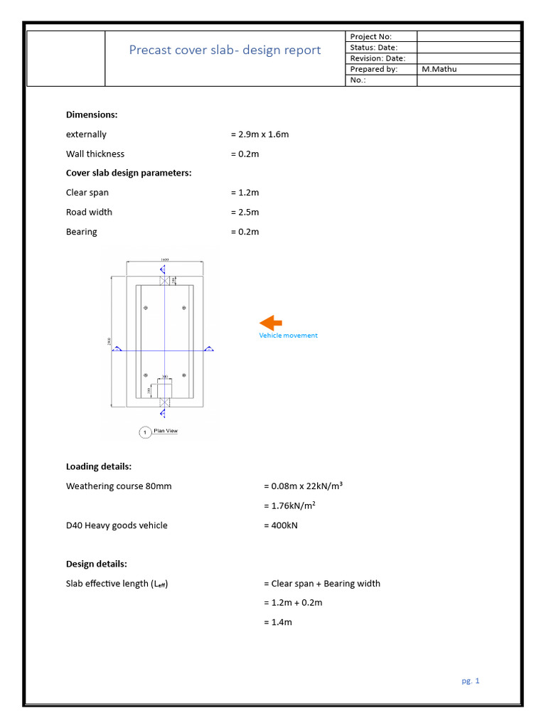 D400-Precast Cover Slab Design Report | PDF | Civil Engineering | Applied And Interdisciplinary ...