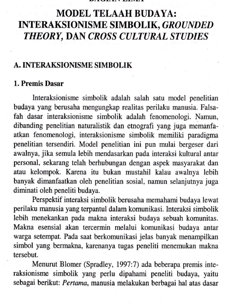 4 Model Telaah Budaya Interaksionisme Simbolik | PDF