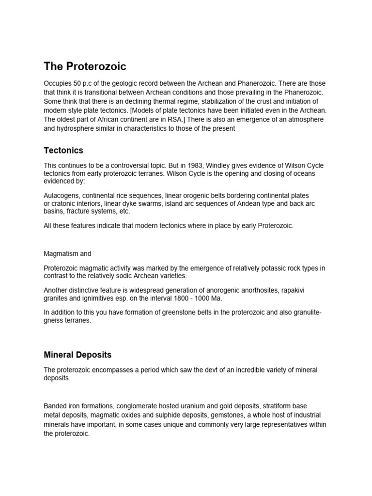 The Proterozoicnhhh | PDF | Plate Tectonics | Geology