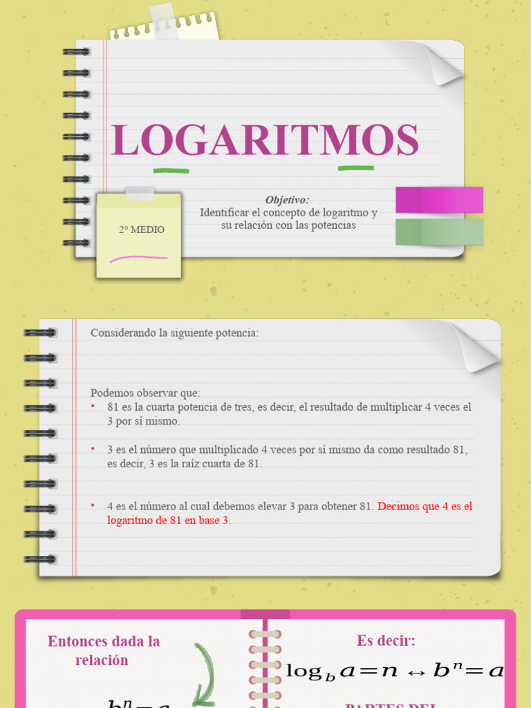 Introducción a Logaritmos para 2° Medio | PDF | Logaritmo | Exponenciación