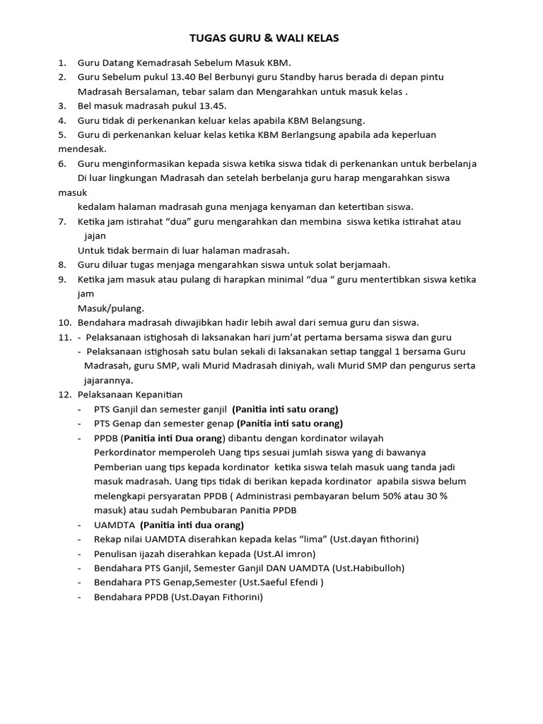 Tupoksi Guru, Wali Dan K3 | PDF | Karier & Perkembangan