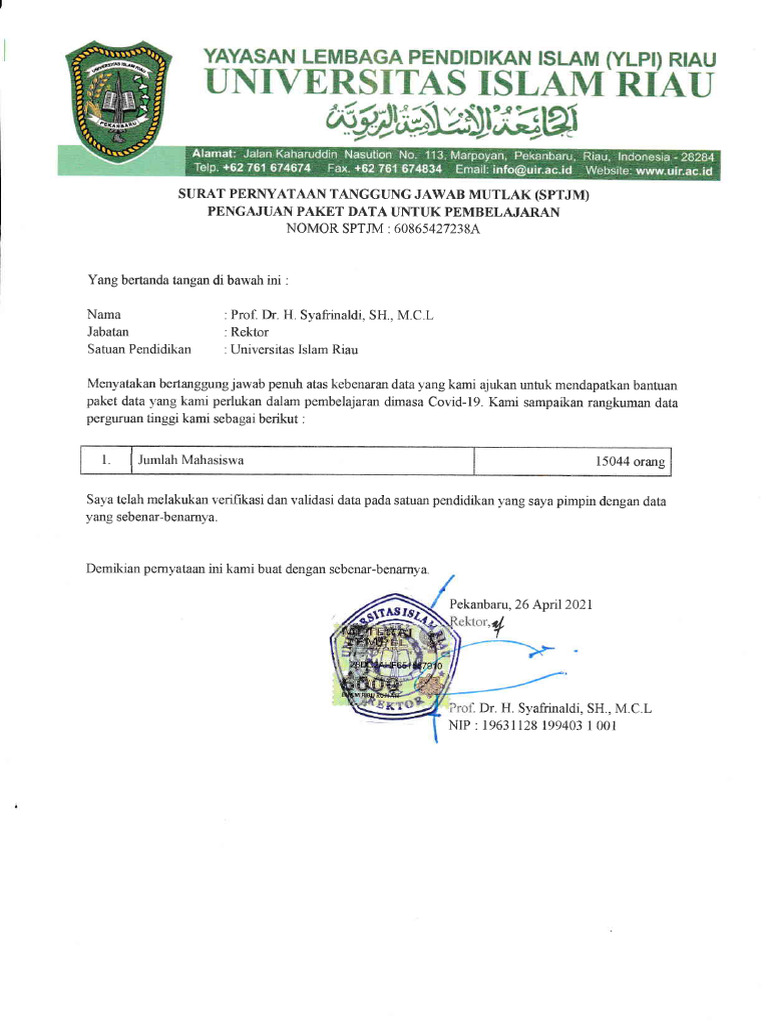 SPTJM Mahasiswa 2020 Genap | PDF