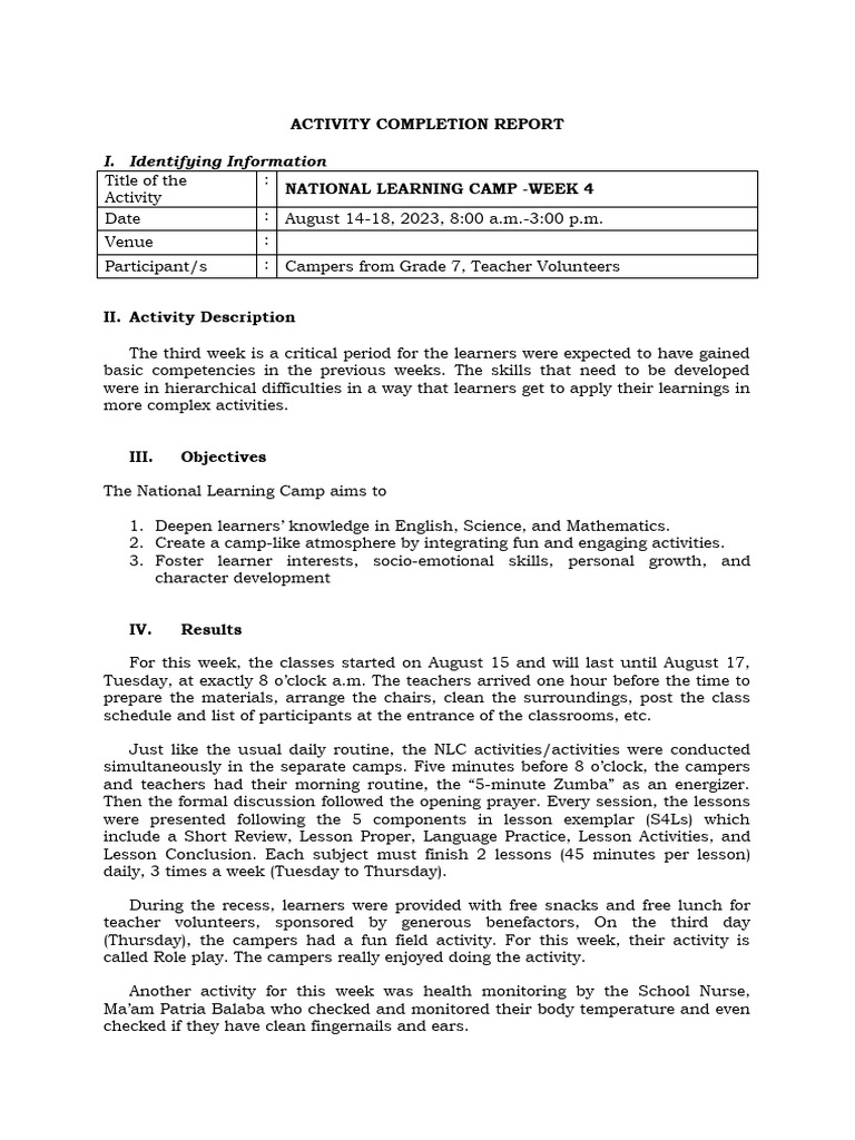 ACR NLC Week 4 | PDF | Teachers | Learning