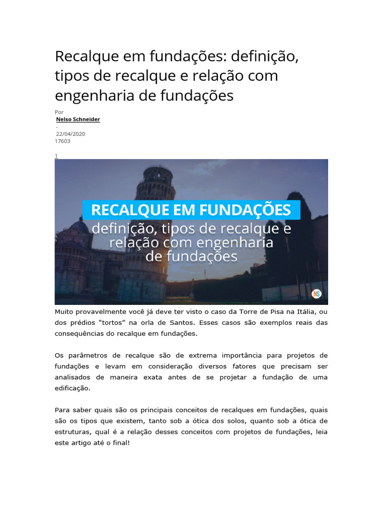 Recalque em Fundações | PDF | Solo | Estresse (Mecânica)