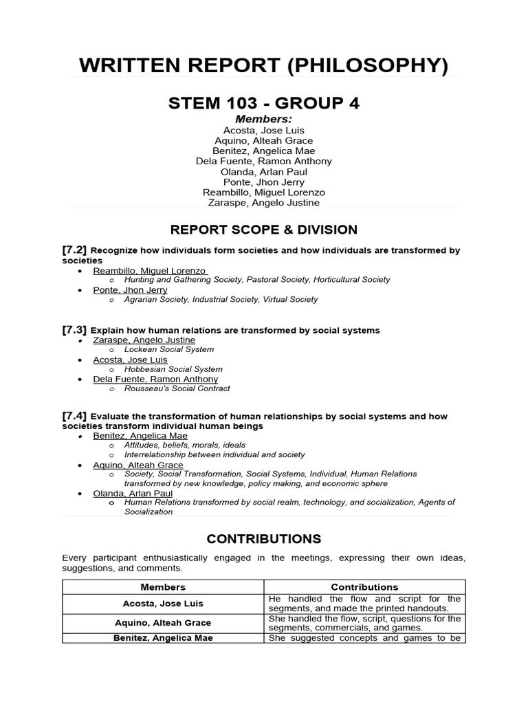 Written Report Philo 2ND QTR | PDF | Society | Attitude (Psychology)