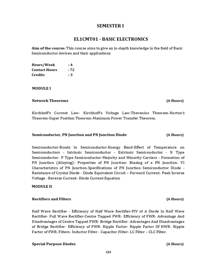 Electronics Syllabus | PDF | Amplifier | Electronic Oscillator