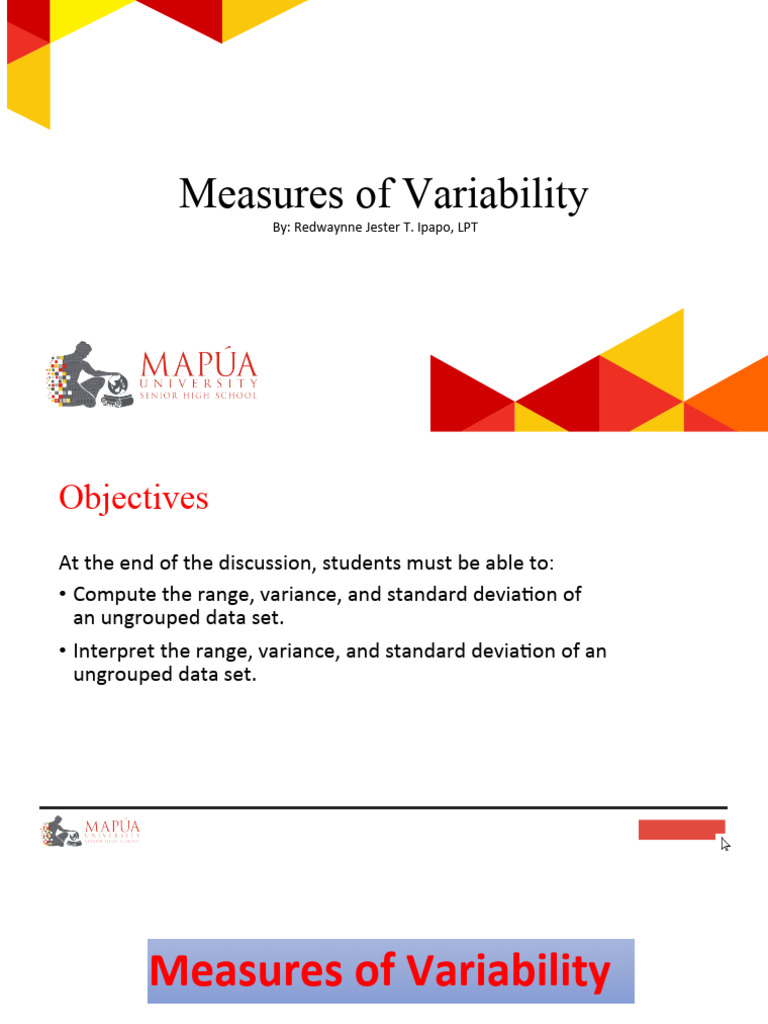 Co1 Measures Of Variability Pdf Variance Standard Deviation