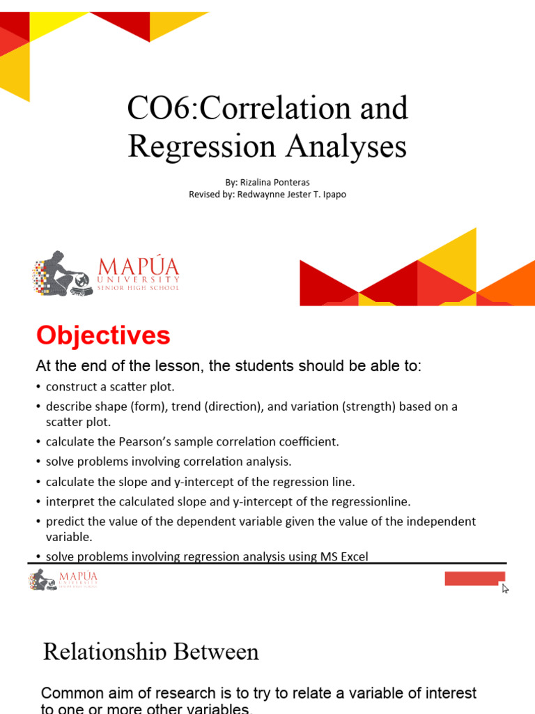 Co6 - Correlation and Regression Analysis | PDF | Dependent And ...