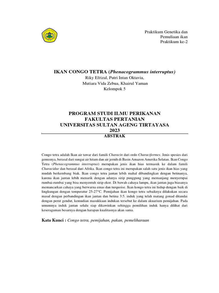 Pemijahan dan Pemeliharaan Ikan Congo Tetra | PDF | Sains & Matematika