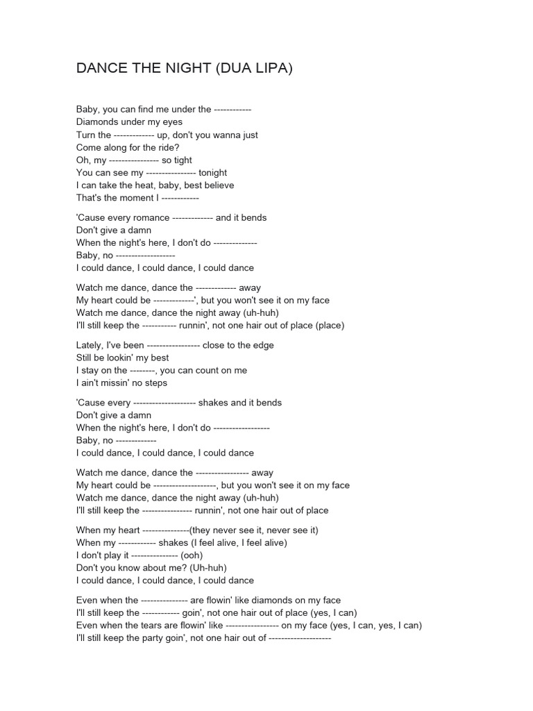 DANCE THE NIGHT Canción | PDF