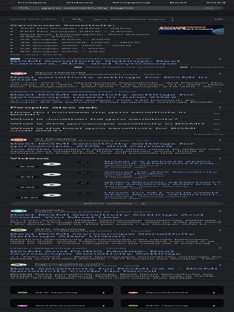 Gyro Sensitivity Bgmi - Google Search | PDF | Telescopic Sight | Gyroscope