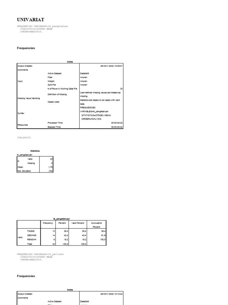 Hasil Olah Data Pdf Applied Mathematics Statistics