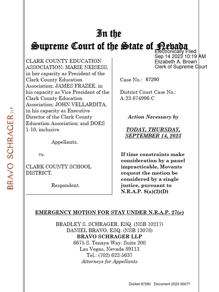 Emergency Stay Motion by CCEA | PDF | Injunction | Justice