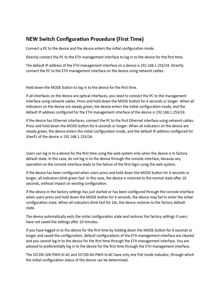 New Switch Configuration Procedure Download Free Pdf World Wide Web Internet And Web