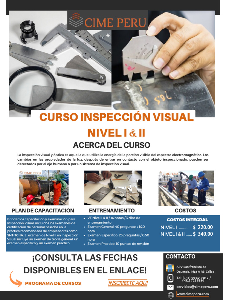 Curso Inspeccion Ensayos No Destructivos Visual Nivel i&II Rev 01 | PDF ...