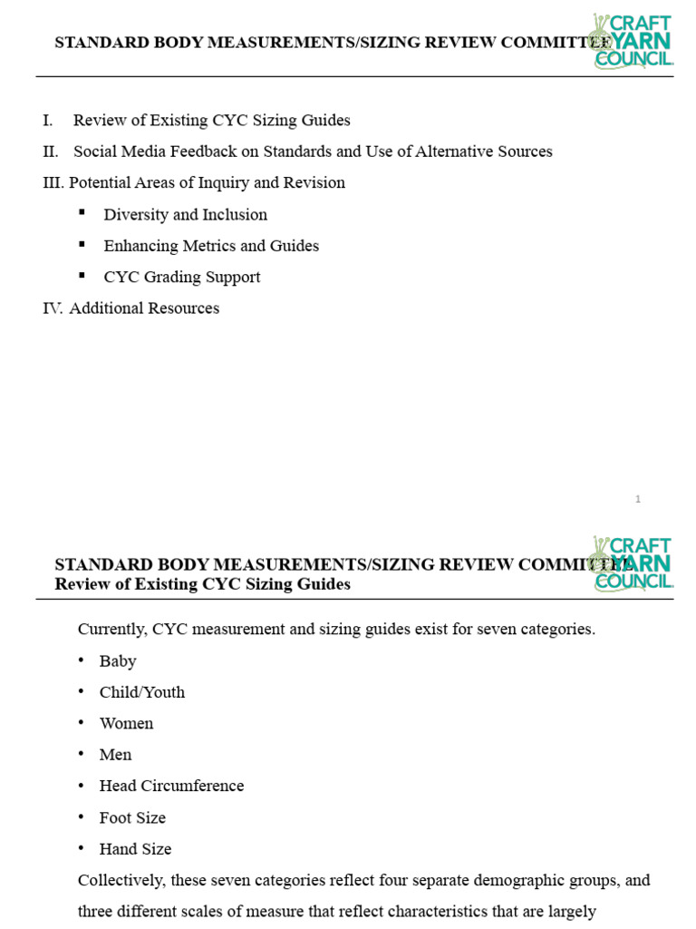 Cyc Sizing Committee | PDF