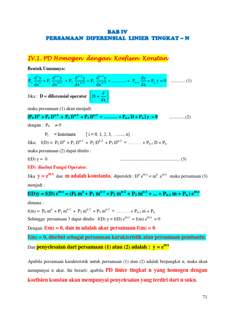 Pertemuan 9 (PD Homogen Koef Konstan) | PDF