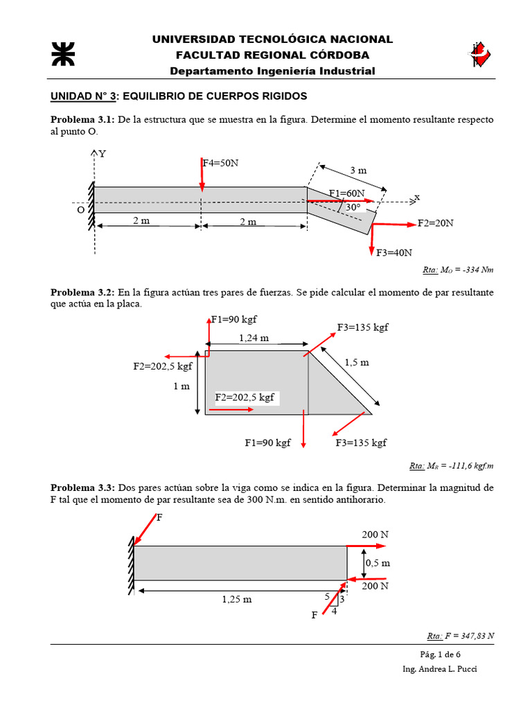 Guia de TP Unidad 3 - Equilibrio de Cuerpos Rigidos | Descargar gratis PDF | Cantidades fisicas ...