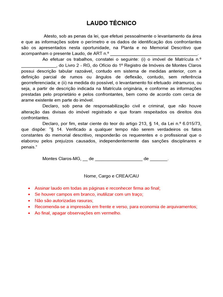 Modelo Laudo-Tecnico | PDF