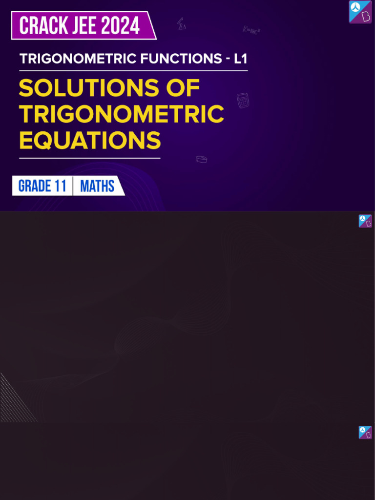 Trigonometric Equations L1 | PDF | Trigonometric Functions | Equations