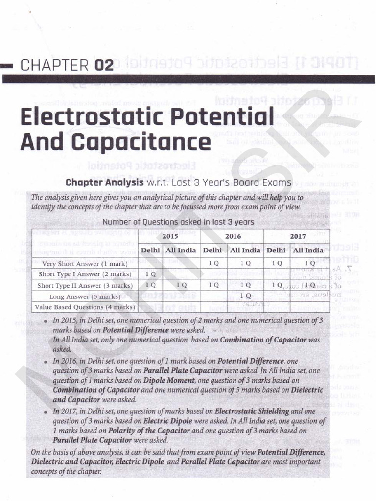 Ari 12 CH 2 Electrostatic Potential and Capacitance | PDF | Electrostatics | Capacitor