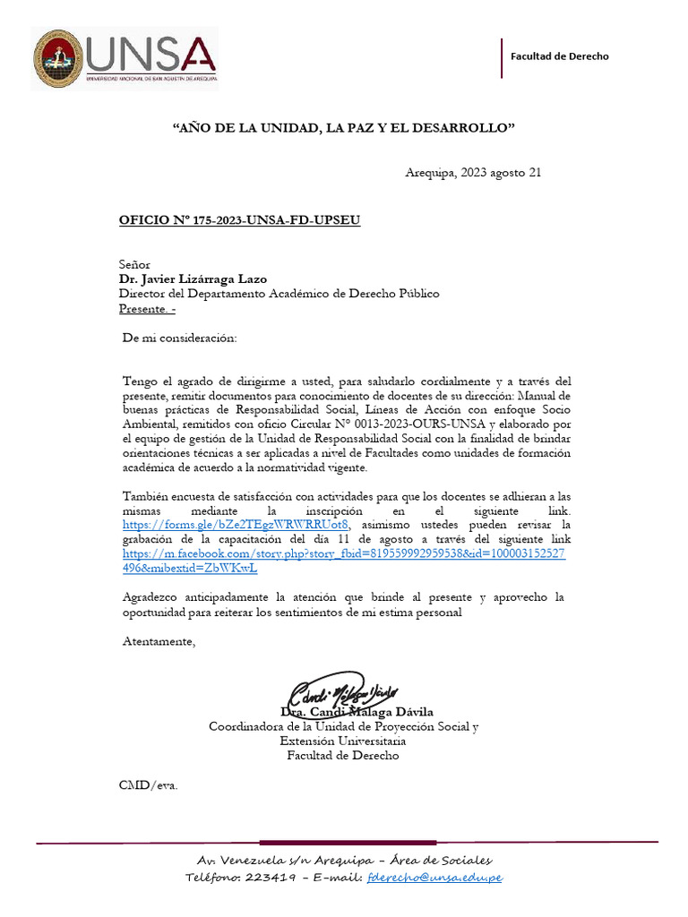 Oficio #175-2023-Unsa-Fd-Upseu | PDF