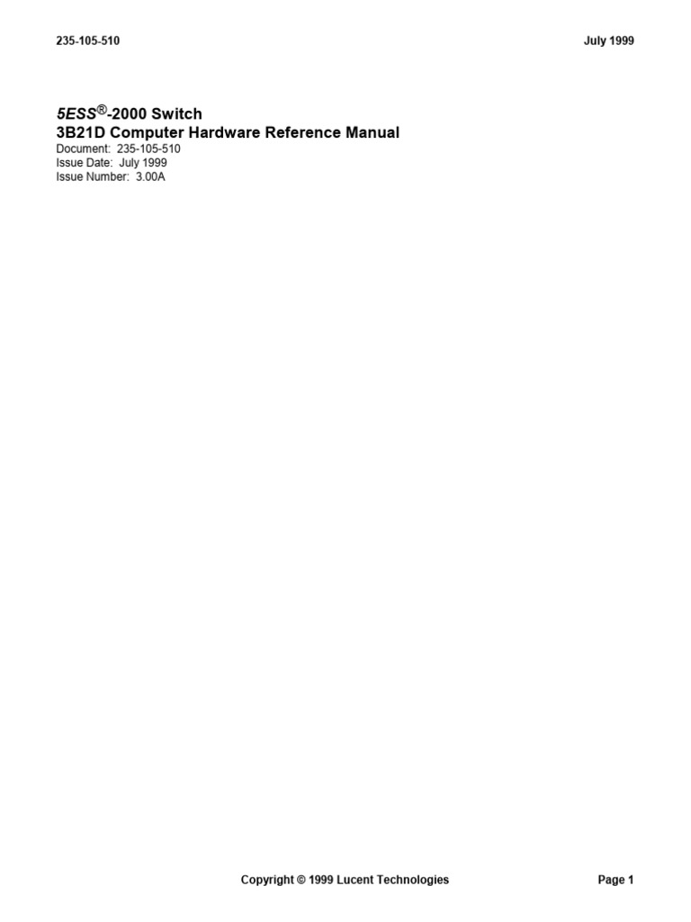 5ess2000 Hardware Reference Manual | PDF | Itu T | Booting