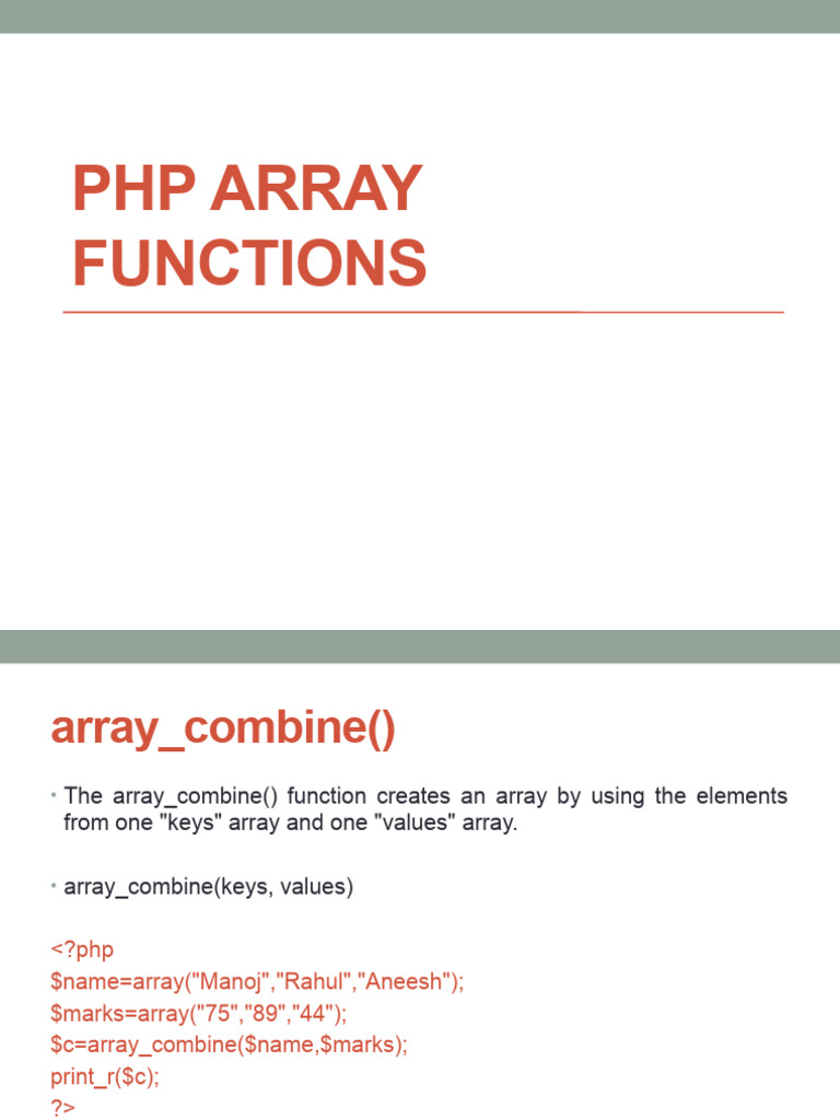 Array Functions Pdf Php Computing