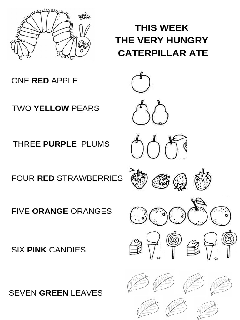 Very Hungry Caterpillar Food List | PDF | Cooking, Food & Wine