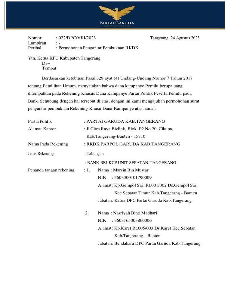 Surat RKDK KPU.2 | PDF