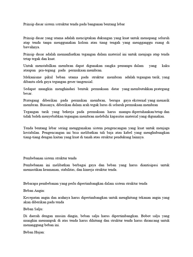 Prinsip Dasar Sistem Struktur Tenda Pada Bangunan Bentang Lebar | PDF ...