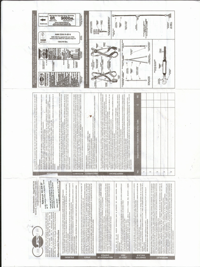 Ficha Tecnica Arnés AD-204-SF | PDF
