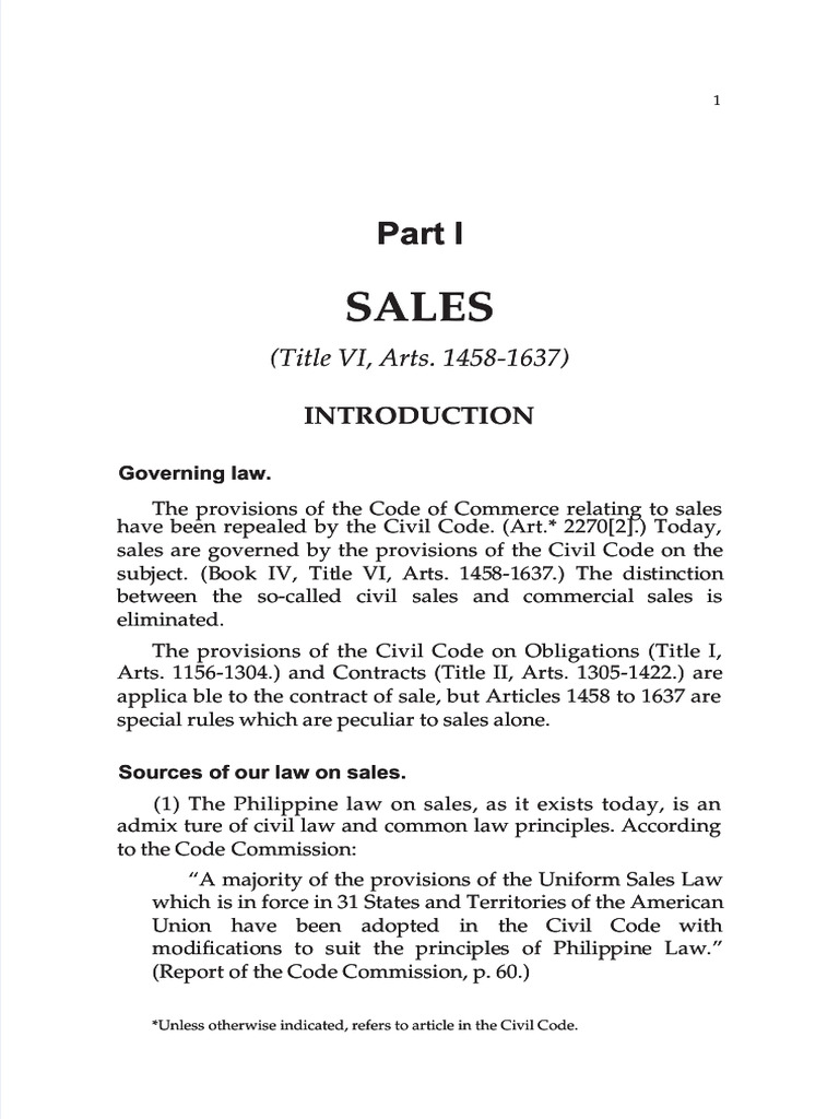 Law of Sales by Hector de Leon | PDF