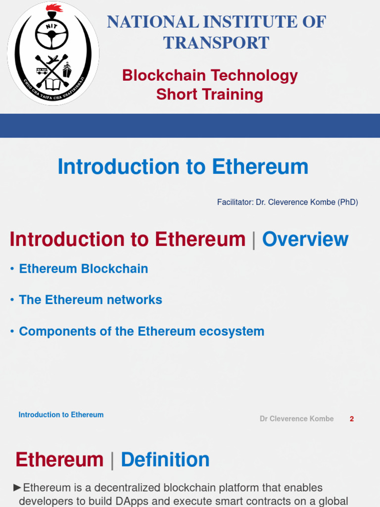 Introduction To Ethereum Blockchain 1 Pdf Computer Programming